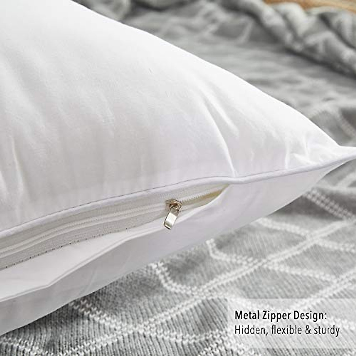 Oubonun 18"x18" Pillow Inserts (Set of 2) - Throw Pillow Inserts with 100% Cotton Cover - 18 Inch Square Interior Sofa Pillow Inserts - Decorative Pillow Insert Pair - White Couch Pillow