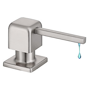 CREA Soap Dispenser for Kitchen Sink, Kitchen Soap Dispenser Brushed Nickel Square Built in Sink Soap Dispenser for Bathroom with 17 OZ Bottle