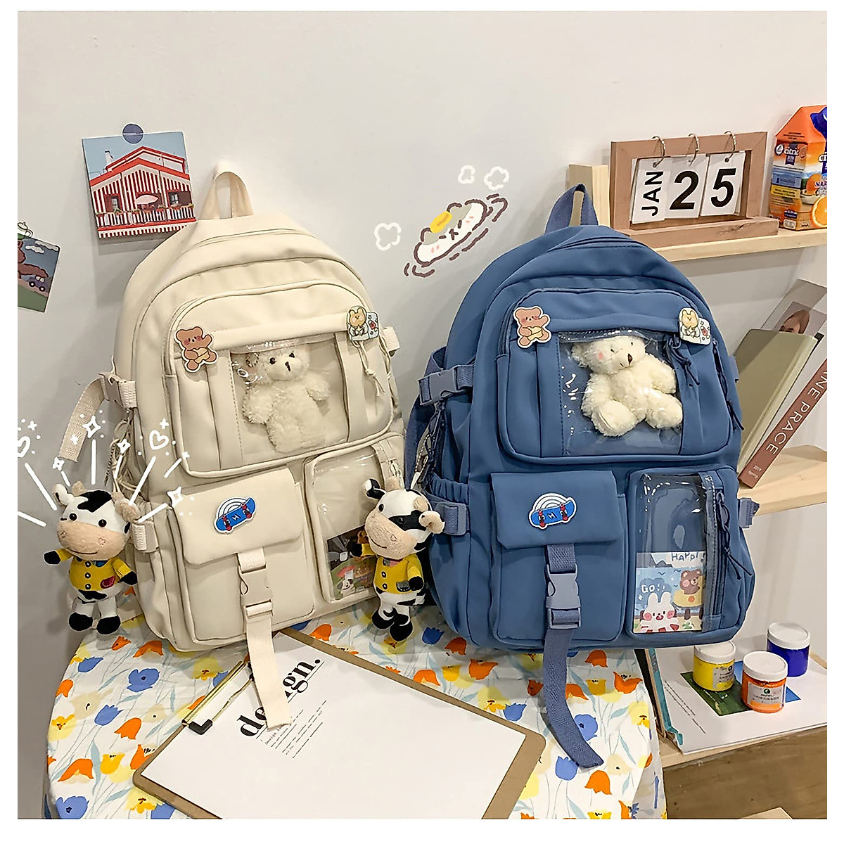 Micjcit College Student Backpack Waterproof And Wear-Resistant Leisure Business Sports Backpack Computer Bag Free Doll