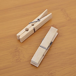 Pack of 20 clothes pegs made of bamboo, wooden pegs, clothes pegs with windproof clothes pegs, large wooden clothes pegs, wooden clothes pegs for hanging clothes and handicrafts, Clothes peg bamb
