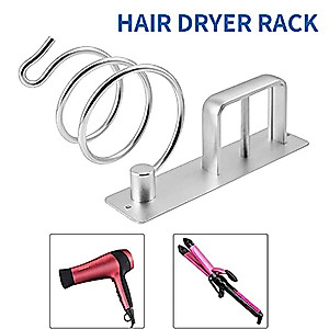 Brontosaurus (No Drilling Hair Dryer Holder, Blow Dryer Holder Wall Mounted, Save Space & Easy to Install, Bedroom & Bathroom Hair Tool Organizer for Hair Dryer, Flat Irons, Curling Wands (silver)