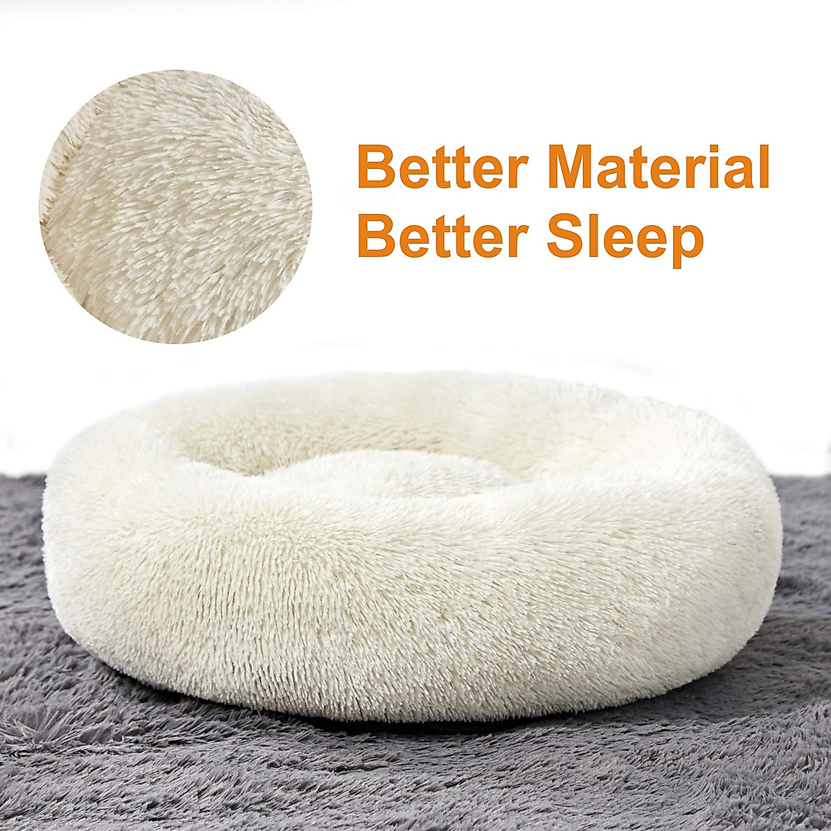 Washable Dog Round Bed Large, Donut Dog Bed Large Dog, Comfy Dog Calming Cuddler Bed