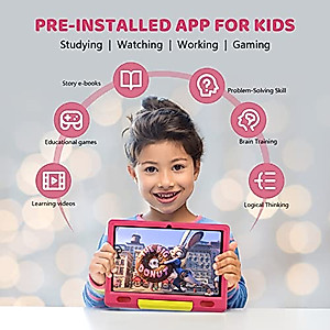 Cheerjoy Kids Tablet 10 inch, Android 12 Tablet for Kids with Parent Control, Kidoz Pre-Installed, 2GB+32GB, 6000mAh Dual Camera WiFi Bluetooth Tablet, Children Tablet with Shock-Proof Case (Pink)