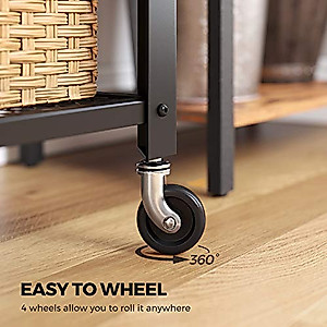 VASAGLE Serving Cart, 3-Tier Bar Cart on Wheels with Storage and Steel Frame, Rustic Brown ULRC78X