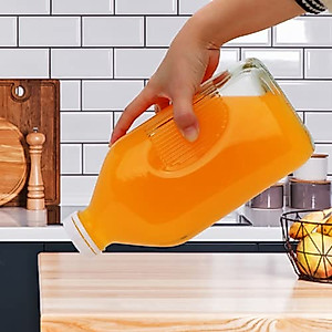 Accguan 2 Quart Glass Milk Bottles, 67oz Glass Bottles with Lids,Reusable Glass Bottles Suitable for Milk, Juice, Beverage, Party, Weddings, Shower Supplies and Gifts(4 pcs)