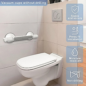 Kaglro 12 inch Grab Bars for Bathtubs and Showers with Indicators, Elderly Shower Handle with Strong Suction Cup, Tool Free Installation, Balance Assist Safety Shower Grab Bar for Seniors, Handicap