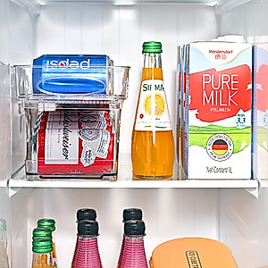 2-Layer Auto Rolling Beverage Can Organizer, Soda Can Organizer for Refrigerator Pop Can Organizer Dispenser Holder for Beer, Transparent Plastic Containers