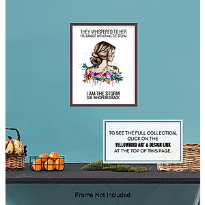 They Whispered to Her You Cannot Withstand The Storm She Whispered Back I Am The Storm Wall Art Decor - Positive Motivational Inspirational Quote - Encouragement Gifts for Women - Boho Dragonfly Print