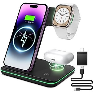 Liwin Wireless Charger, 3 in 1 Fast 15W Wireless Charging Station