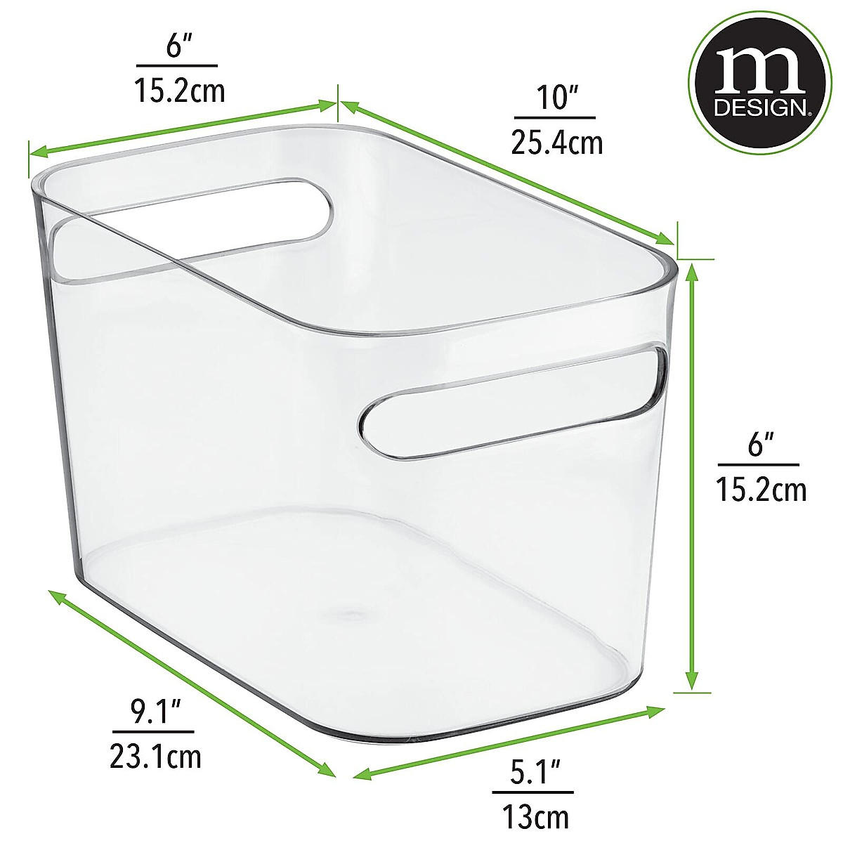 mDesign Deep Plastic Toy Bin with Handles - Storage Organizer for Kid Nursery, Playroom, Classroom - Hold Books, Action Figures, Blocks, Crayons, Dolls - 10" Long, Aura Collection, 4 Pack, Clear