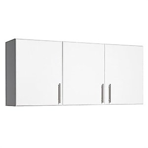 Pemberly Row 54" Modern Engineered Wood Wall Cabinet with 3 Doors & 3 Adjustable Shelves, Metal Handles, for Laundry Room, in White Finish