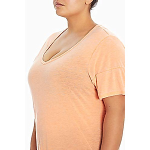 Marika Plus Size Vivion Short Sleeve V-Neck T-Shirt, Canteloupe, 1X