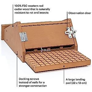 WHITEHORSE 4-Compartment Bat House - A Premium Cedar Bat Box That is Built to Last - Enjoy a Healthier Yard with Fewer Mosquitos While Supporting Bats (Brown)