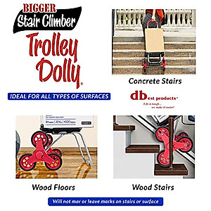 dbest products Stair Climber Bigger Trolley Dolly Shopping Cart, Red Shopping Grocery Foldable Cart Condo Apartment