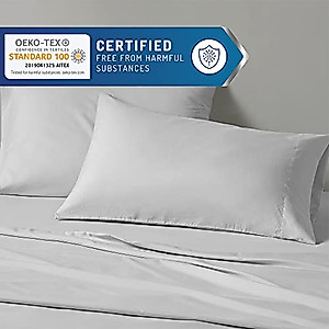 Degrees of Comfort Coolmax Cooling Sheets | Queen Size Bed Sheet Set for Hot Sleepers | Soft Fabric with Deep Pocket 4PC - Light Grey