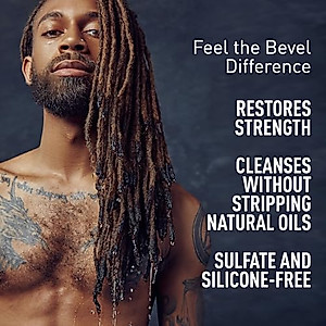 Bevel Shampoo for Men - Sulfate Free Shampoo for Textured Hair with Coconut Oil and Shea Butter, Detangles Course, Curly Hair, 12 Oz