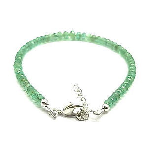 Genuine Colombian Emerald Bracelet, Colombian Emerald Stacking Bracelet, 92.5 sterling silver Plated, Delicate Fine Jewelry for Women Colombian Emerald Birthstone, Stacking, Code-JG15