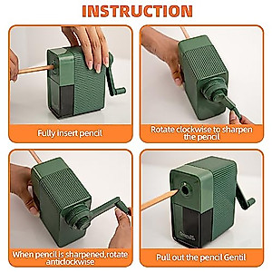 ZMOL Manual Pencil Sharpeners,Handheld Pencil Sharpener for Kids & Large Colored Pencils，Long Point Pencil Sharpener Artist，Jumbo Pencil Sharpeners for School Classroom