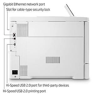 HP Color Laserjet Enterprise M555dn Print only Wired Laser Printer, 4.3" Touchscreen LCD Display, 40 ppm, 600 x 600 dpi, 1 GB Memory, Auto Duplex Printing, Ethernet, USB, Cbmou Printer Cable