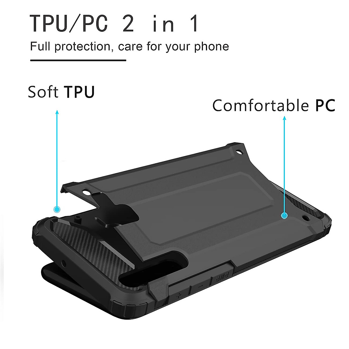 DFTCVBN Phone Case for Huawei P30 Case, ELE-L29 ELE-L09 with HD Screen Protector, Dual Layer Protective Slim Hybrid Cell Phone Cover Shockproof Cases for Huawei p30 Black