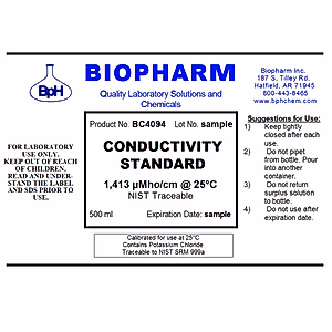 Conductivity Calibration Standard 3-Pack — 500 mL (1.06 Pint) Each: 84 μS, 1,413 μS and 12,880 μS