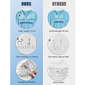 Tshirt Ruler Guide Vinyl Alignment Tool - Sublimation Accessories, T Shirt rulers to Center Designs, Transparent V-Neck/Round PVC Ruler for Adult Youth Toddler Infant 2XL-6XL