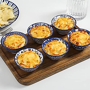 Selamica Ceramic 3.5 inch Dessert Bowls Set, 4 oz Cute Small Bowls Dipping Bowls for Ice Cream Snack Side Dishes Condiment, Microwave Oven Dishwasher Safe, Set of 6, Vintage Blue