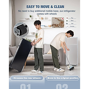 Double Door Refrigerator with Freezer, 4.5 Cu.Ft, Small Fridge with Freezer, 7 Settings Temperature Adjustable, Mini Refrigerator for Office and Apartment Bedroom Dorm(4.5 Cu.Ft, Silver)