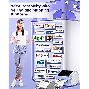 Bluetooth Shipping Label Printer 4X6 - Wireless Thermal Label Printer for Shipping Packages & Small Business - Thermal Shipping Label Printer Support with Phone, Compatible with Etsy , Shopify, UPS