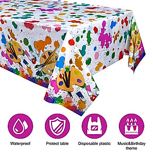 HHLCWA 3Pcs Art Paint Party Tablecloths, Disposable Art Plastic Table Cover for Boys & Girls Art Painting Them Birthday Party Supplies Decorations, 86.6 x 51.2inch