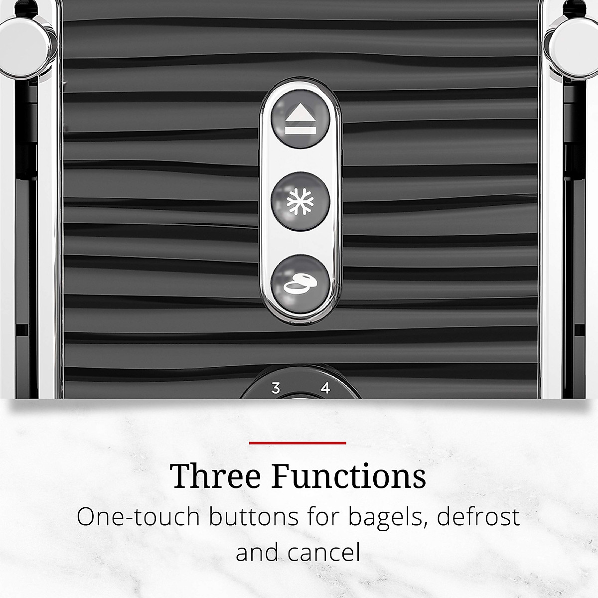 Russell Hobbs TR9450BR Coventry 4-Slice Toaster, Black, Included Warming Rack