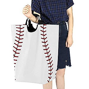 22.7"(H) Collapsible Laundry Hamper Baseball Print Laundry Basket Organizer Large with Handle Foldable Clothes Hamper