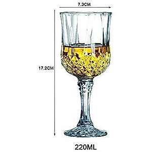 JNSM Wine Glasses/Crystal Clear Champagne Wine Glasses with Diamond Cuts for Any Occasion (220ml, Set of 2)