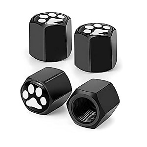 4 PCS Bear's Paw Car Wheel Tire Valve Stem Caps, Airtight Dust Proof Leak Proof Covers, Stainless Steel Corrosion Resistant Tire Decorations, Car Accessories for SUV Motorcycle Bicycle (Black)
