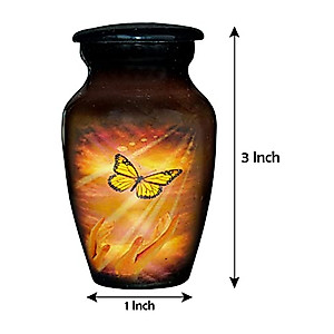 Small Designer Brown Butterfly Urns with a Keepsake Velvet Box for Human Ashes | Handcrafted Cremation Urns for Human Remains