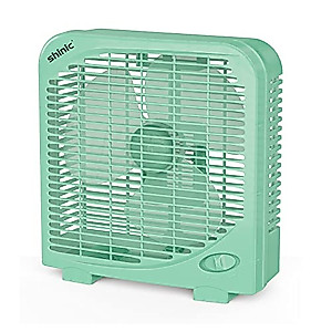 shinic Box Fan 10 Inch, 2 Speeds, Table Fan with Strong Airflow, Energy Efficient Small Window Fan, Air Circulation Portable Kitchen Exhaust Fan for Bedroom Bathroom, and Tabletop, green