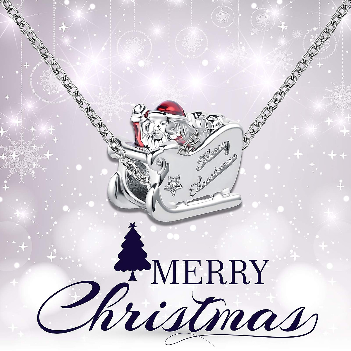 TCHYUN Sleighing Santa Claus Christmas Birthday Sale Cheap Collection Polished Rose Gold Mom Sister Silver Plated Birthstone Crystal Beads Charms for Bracelets