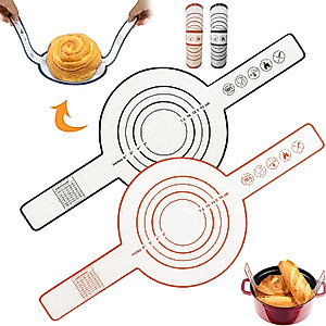WHTAOMILI 2Pcs Silicone Baking Mat For Dutch Oven, Long Silicone Bread Sling Non-Stick Oven Liner Mat, Silicone Pastry Mat for Baking Mat Set For Dough Pizza Cookies Transfer and Baking（Red&Black)
