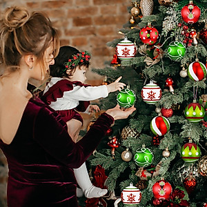 Leyndo 30 Pcs 2.4 Inch Glittering Red Green Christmas Ball Ornaments for Hanging on Xmas Tree - Candy Cane and Peppermint Decor (Classic)