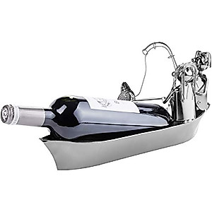 BRUBAKER Wine Bottle Holder Couple in Fishing Boat Sculptures and Figurines Decor Wine Racks and Stands Gifts Decoration
