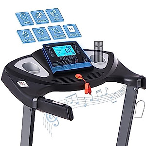 HUAGEED Treadmill for Home with 15% Auto Incline, 0.5-10 MPH Speed, Foldable Treadmills with APP, Speaker, 18" Wide Belt, 15 Programs, Smart Running Machine for Apartment Walking and Jogging, 2.5HP