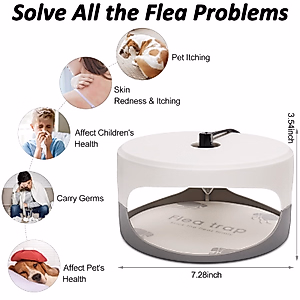 Flea Trap,2 Pack Flea Traps for Inside Your Home,Indoor Flea Light,Bed Bug Killer with Sticky Pads & Light Bulb Replacement,Odorless Natural Flea Insect Infestation Treatment Trap for Kid Pet