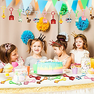 Jadive 24 Pcs Farm Barnyard Party Supplies Keychains Kids Birthday Favors Cute Animal Ornament Toy Pendant for Christmas Boy Girl Gift Souvenirs Reward Treat Goodie Bag Fillers