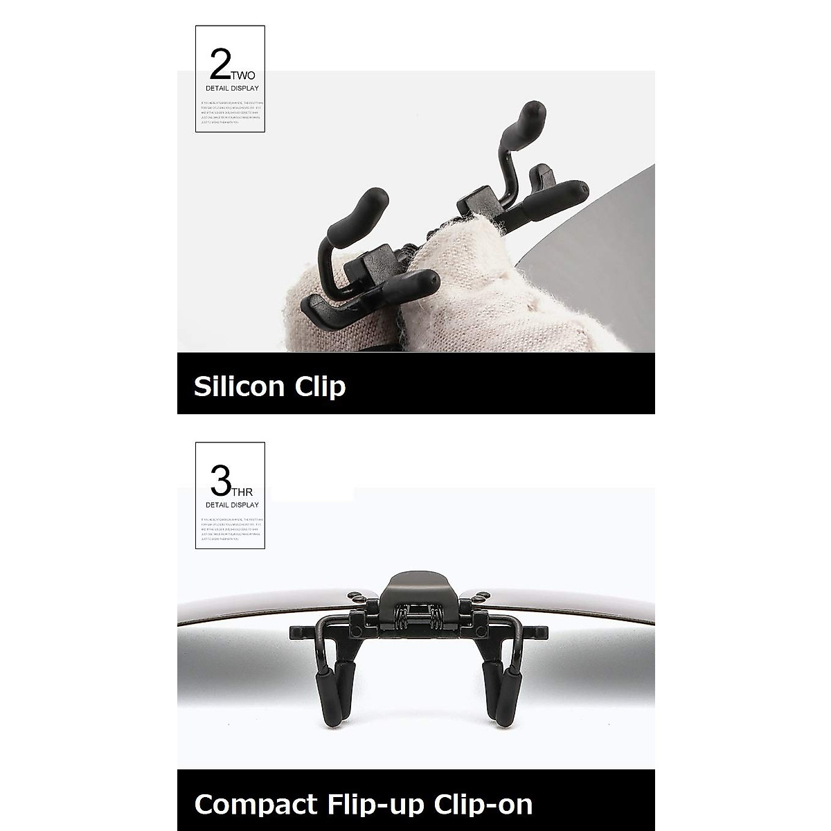 Litbun 3 PACK, Clip on Sunglasses Flip up Polarized Lens For Prescription Glasses, UV Protection Over RX Eyeglasses