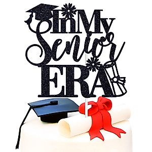 In My Senior Era Cake Topper, Congrats Grad/So Proud of You, 2024 High School/College Graduation Party Decorations Supplies