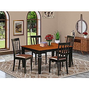East West Furniture WEAN5-BCH-LC Weston 5 Pc Dinette set with a Dinning Table and 4 Leather Dining Chairs in Black, 5-Piece