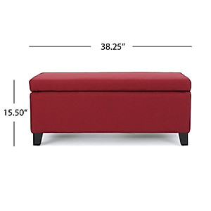 Christopher Knight Home Breanna Fabric Storage Ottoman, Deep Red