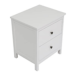 Kinsuite Nightstand for Bedrooms W/ 2 Drawers, Side Table Large Storage Space, Side Storage Cabinet Wooden End Table Accent Table Solid Wood Legs (White, 2 Pcs)