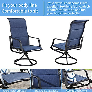 PatioFestival Patio Dining Chairs 2 Pieces Textilene Outdoor High Back Swivel Rockers Set with All Weather Frame (Blue)