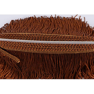 Heartwish268 Fringe Trim Lace Polyerter Fibre Tassel 4inch Wide 10 Yards Long for Clothes Accessories Latin Wedding Dress DIY Lamp Shade Decoration Black (Coffee)